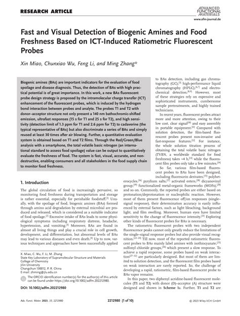 Fast And Visual Detection Of Biogenic Amines And Food Freshness Based On Ict‐induced Ratiometric