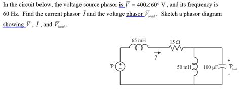 solved in the circuit below the voltage source phasor is v