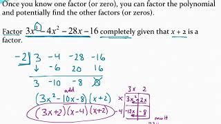 Synthetic Division Finding Zeros