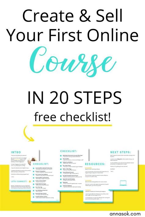 Create And Sell Courses Checklist Create Online Courses Course Checklist Free Online Courses