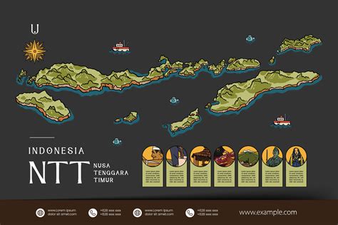 East Nusa Tenggara Indonesia Maps Illustration Indonesia Island Design