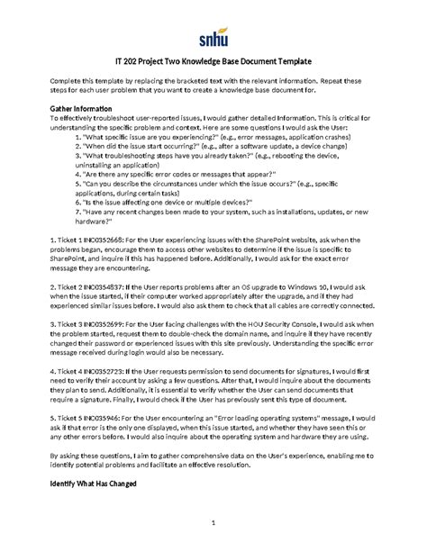 It 202 Project Two Knowledge Base Document Template And Troubleshooting