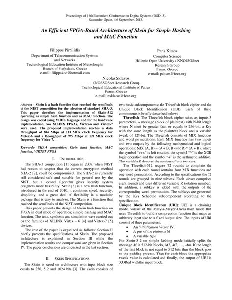 Pdf An Efficient Fpga Based Architecture Of Skein For Simple Hashing