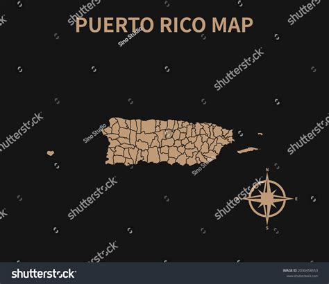 Detailed Old Vintage Map Puerto Rico Stock Vector Royalty Free