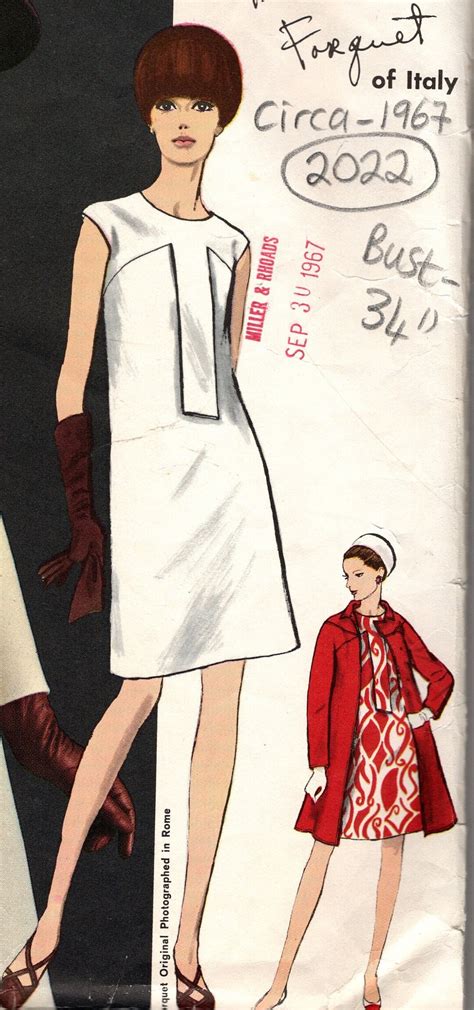 1967 Vintage VOGUE Sewing Pattern B34 DRESS COAT 2022 By Frederico Forquet Vogue 1826 Etsy