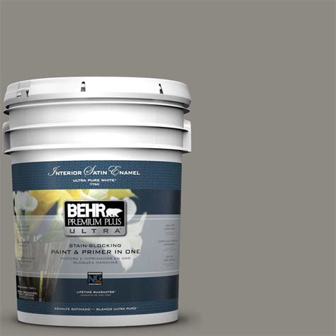 Behr Premium Plus Ultra 5 Gal Bxc 55 Concrete Sidewalk Satin Enamel