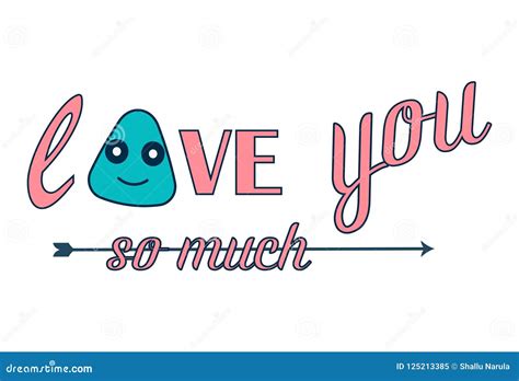 Vector Cartoon Illustration Of Love You So Much Text Stock Vector