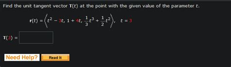 [solved] find the unit tangent vector t t at the point wi