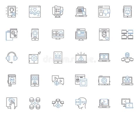 Electronic Advancement Line Icons Collection Innovation Automation Modernization