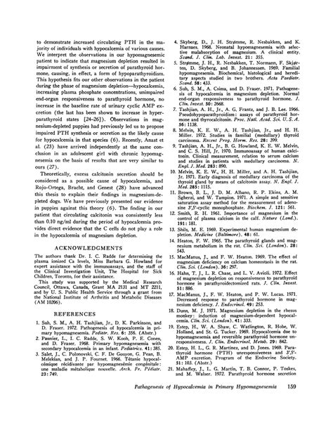 Pathogenesis Of Hypocalcemia In Primary Hypomagnesemia Normal End Organ Responsiveness To