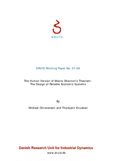 Pdf The Human Version Of Moore Shannons Theorem The Design Of