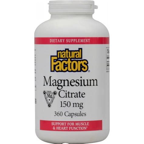 Natural Factors Magnesium Citrate 150mg 360 Capsule - Healthy Planet ...