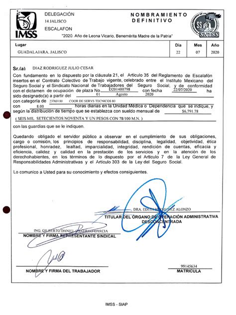 Nombramiento Definitivo De Julio Pdf
