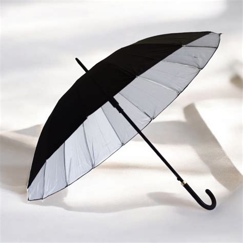 Toptan Şemsiye Dışı Siyah İçi Gümüş Renk Baston 80 Cm Şemsiye