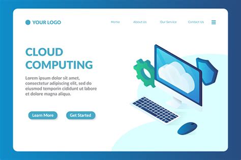 클라우드 컴퓨팅 아이소메트릭 웹 사이트 방문 페이지 템플릿 3차원 형태에 대한 스톡 벡터 아트 및 기타 이미지 3차원 형태 개념 개념과 주제 Istock