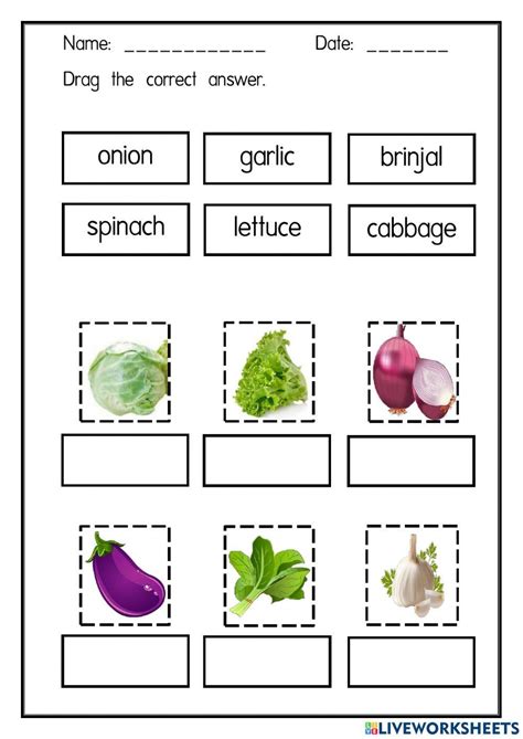Theme Vegetables Activity Live Worksheets