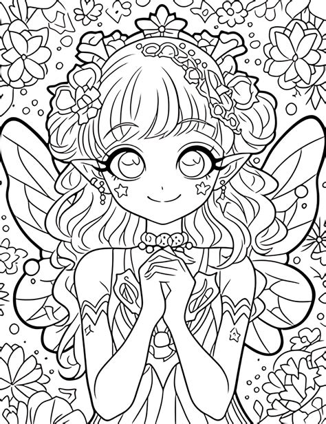 Kawaii Fairy Coloring Page Artofit