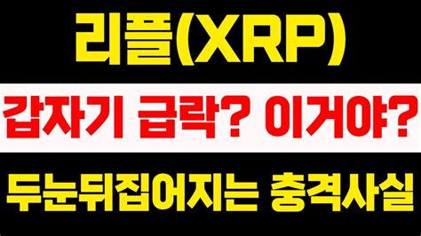리플 갑자기 급락 이거 때문이야 정말 충격적이네 두눈 뒤집어지는 충격사실 지금 발리 확인하고 대응하세요 Xrp 리플xrp 리플전망 리플단타 리플항소 리플