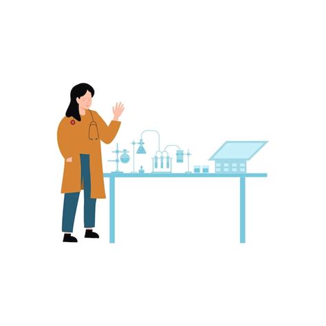 Premium Vector The Girl Is Doing Experiments In The Lab