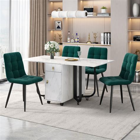 Ynofit Essgruppe 150×80×76cm Esstisch Mit 4 Stühlen Klappbarer