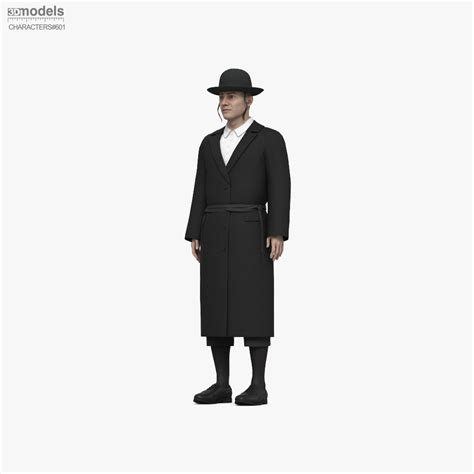 Man In Orthodox Jewish Clothes 3d Model Download Character On