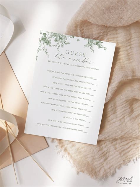 Guess The Number Bridal Shower Game Printable Blue Floral Etsy