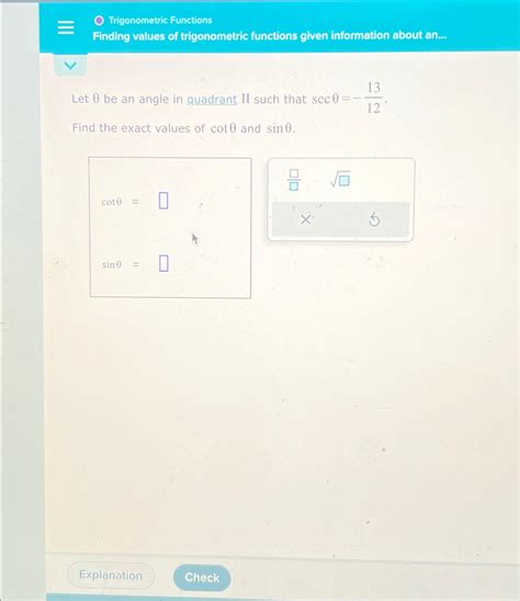 Solved Trigonometric Functions Finding Values Of Chegg Com