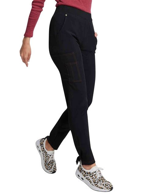 Dickies Riveting Womens Mid Rise Pull On Scrub Pant Black Scrub
