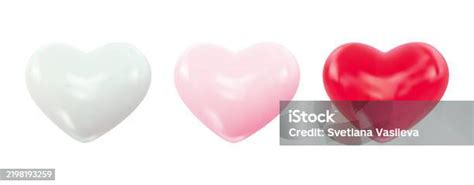 발렌타인 데이 광택 화이트 핑크 레드 하트 사랑 로맨스를 대표하는 반짝이는 3d 하트 컬렉션 디자인 발렌타인 데이 결혼식 로맨틱 이벤트 벡터 일러스트 레이 션 2월에 대한