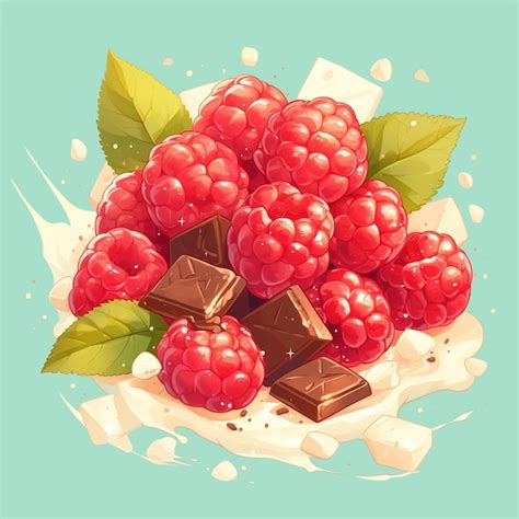 Premium Vector Raspberry Pile With Chocolate Shavings