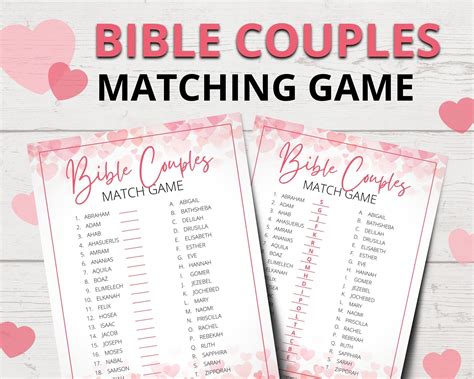 Bible Couples Match Game Bible Couples Quiz Bible Trivia Quiz Printable Bible Games Christian
