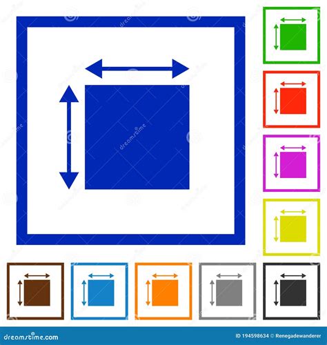 Elemet Dimensions Flat Framed Icons Vector Illustration CartoonDealer
