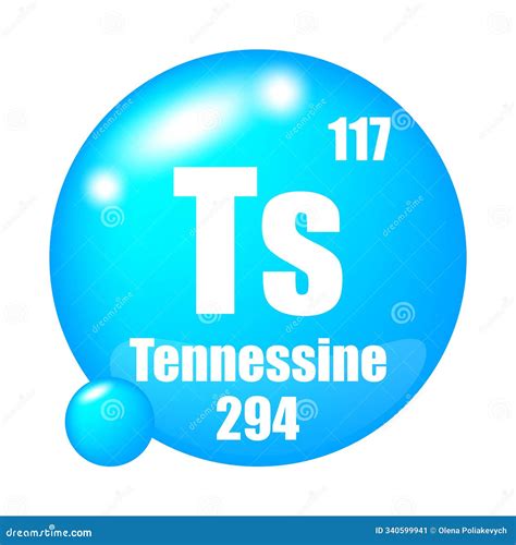 Tennessine Icon Ts Chemical Element Atomic Number 117 Mass 294 Orange Square Image Vector
