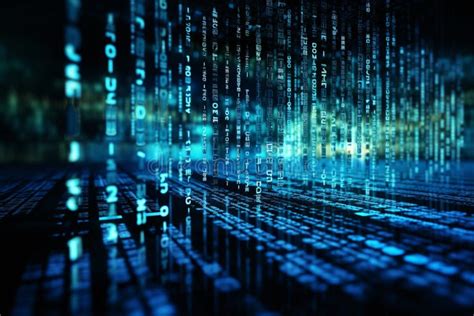Dynamic Digital Background Binary Code And Ai Algorithms Create Synergy Stock Illustration