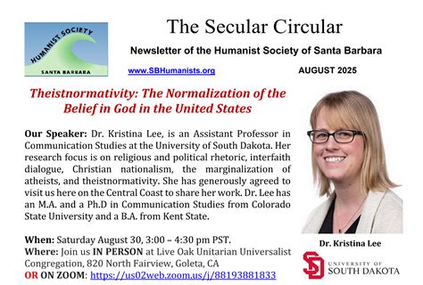 Atheists United Organizes Socal Speaking Tour For Dr Kristina Lee