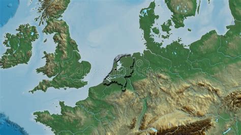 Shape Of Netherlands Bevelled Relief Stock Illustration