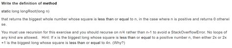 Solved Write The Definition Of Method Static Long