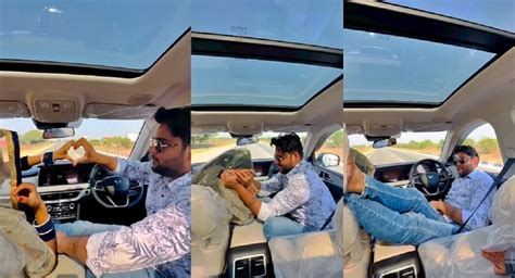 Viral Video कार भरधाव वेगात असताना स्टेअरिंग सोडून चालकाचे पत्नीसोबत