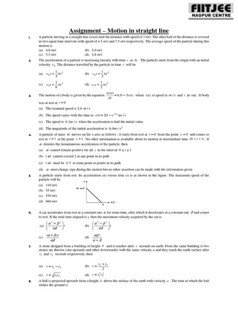 Assignment 1d Pdf Acceleration Speed