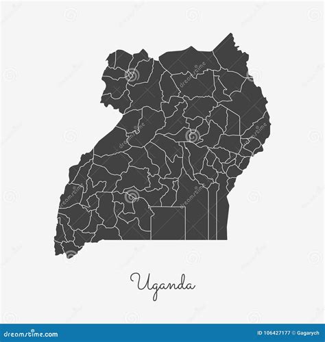 Uganda Region Map Grey Outline On White Stock Vector Illustration Of Africa Shape 106427177