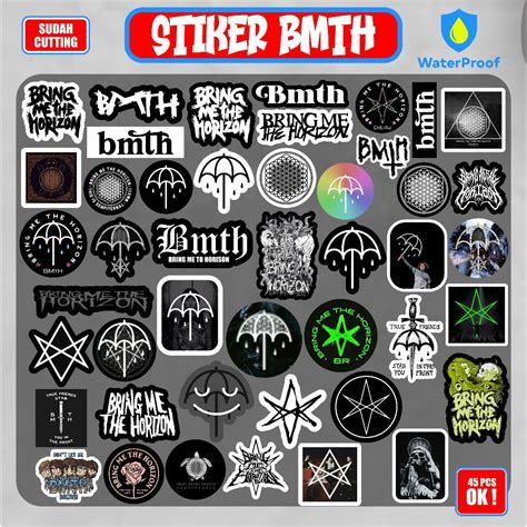 สติ๊กเกอร์แพ็คเกจ Bmth ประกอบด้วยวัสดุกราฟต์กันน้ํา 45 ชิ้น ตัดแล้ว Shopee Thailand