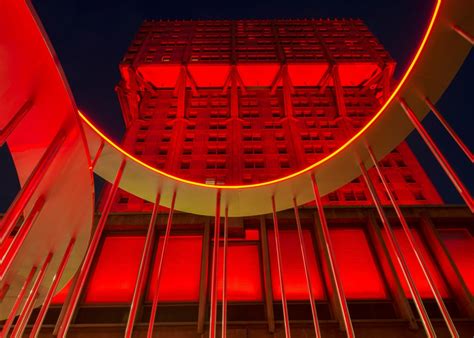 Ingo Maurer Covers Torre Velasca In A Red Glow For Audi Event