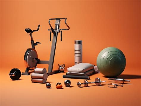 A Collection Of Objects Including A Bicycle A Green Exercise Ball And A