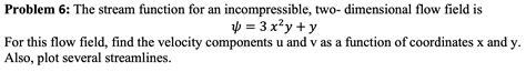 Solved Problem The Stream Function For An Incompressible Chegg