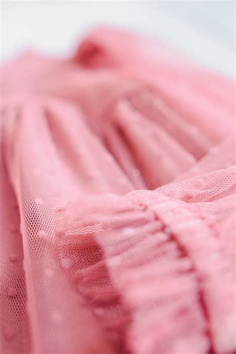 Pink Soft Tulle Polka Dot Or Tulle With Flies Texture Background Long