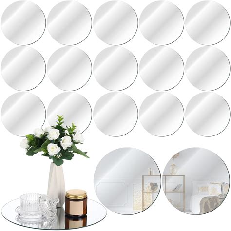 18 Pcs Round Mirror Candle Plate Set Round Mirrors Trays Circle Mirror