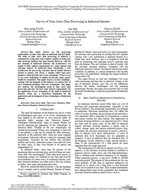 Survey Of Time Series Data Processing In Industrial Internet Pdf Data Databases