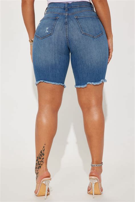 Tight Squeeze Lux Stretch Denim Bermuda Shorts Medium Wash Fashion Nova