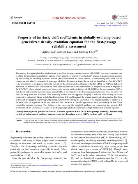 PDF Property Of Intrinsic Drift Coefficients In Globally Evolving Based Generalized Density