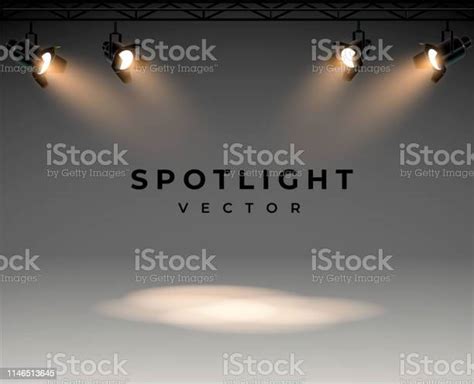 밝은 흰색 빛 빛나는 무대 벡터 세트와 스포트 라이트 조명 효과 폼 프로젝터 스튜디오 조명 Eps 10에 대 한 프로젝터의 그림 0명에 대한 스톡 벡터 아트 및 기타 이미지
